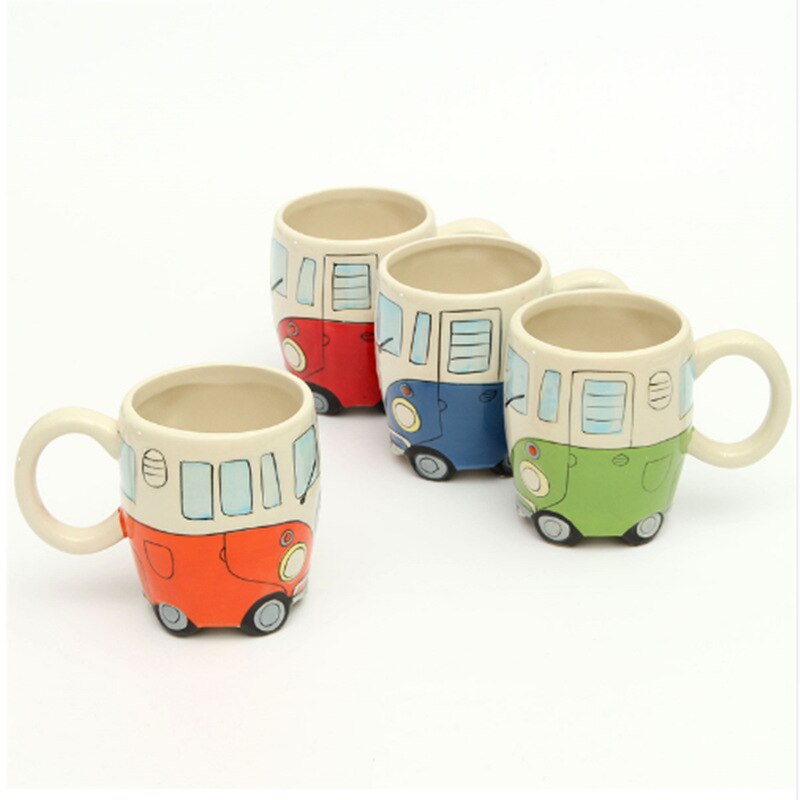 Hand Painting Double Bus Mugs Retro Ceramic Cup Co... – Grandado