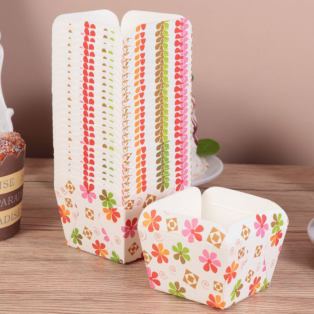 100pcs Paper Cupcake Cups Square Disposable Cake C... – Vicedeal