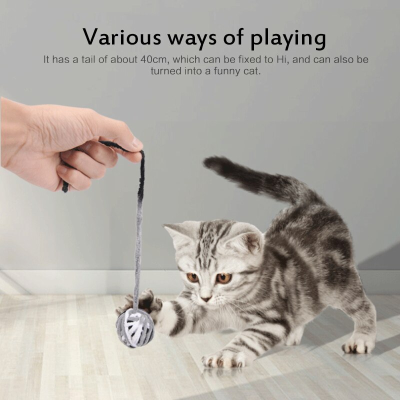 Cat Bell Toy Ball Molar Gnaw Toy Wool Tail Ball Un... – Grandado