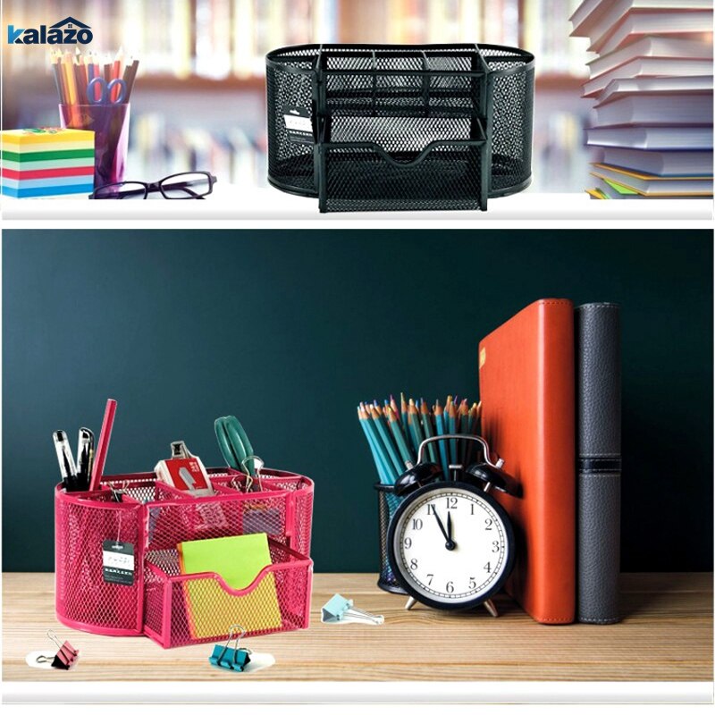9 Storage Multi-functional Desk Organizer Mesh Met... – Grandado