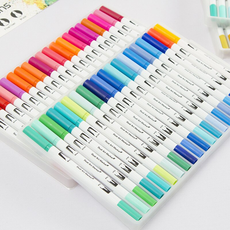 120PCS Colorful Pens Dual Tip Brush Marker Pen Fin... – Vicedeal
