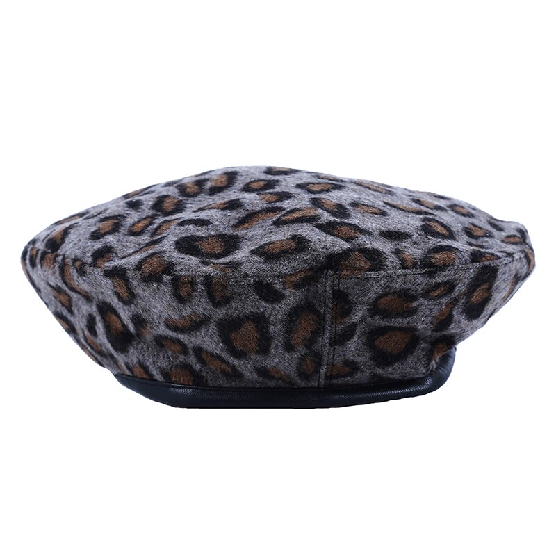 Autumn Winter Women's Leopard Retro Woolen Caps La... – Vicedeal