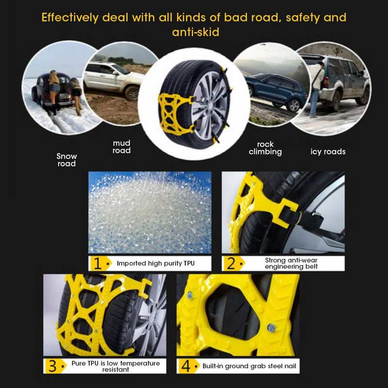 TPU Universal Tire Snow Chain Non-Slip Winter Emer... – Grandado