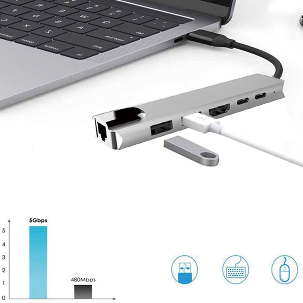 6 in 1 usb c hub multipoort adapter usb typ c adap... – Vicedeal