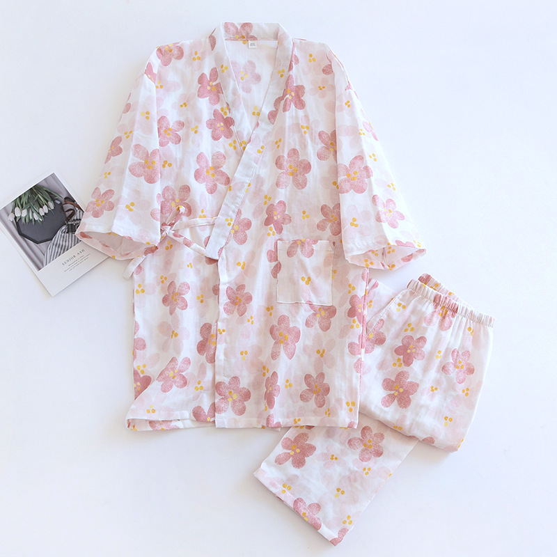 Japanese-style kimono cotton fresh style pajamas s... – Grandado