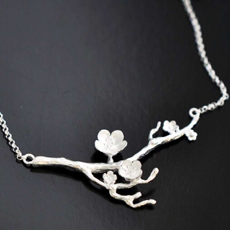925 Sterling Silver Cherry blossom Necklace Summer... – Grandado