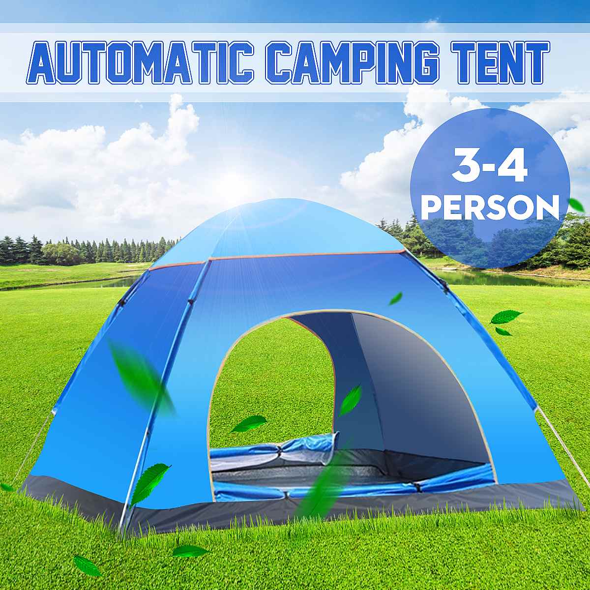 3-4 Person Waterproof Automatic Tent BlueFoldable ... – Vicedeal