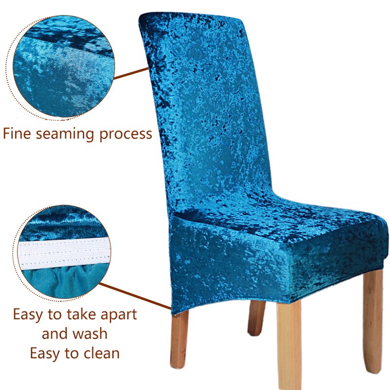 High Back XL Size Dining Chair Cover Stretch Velve... – Grandado