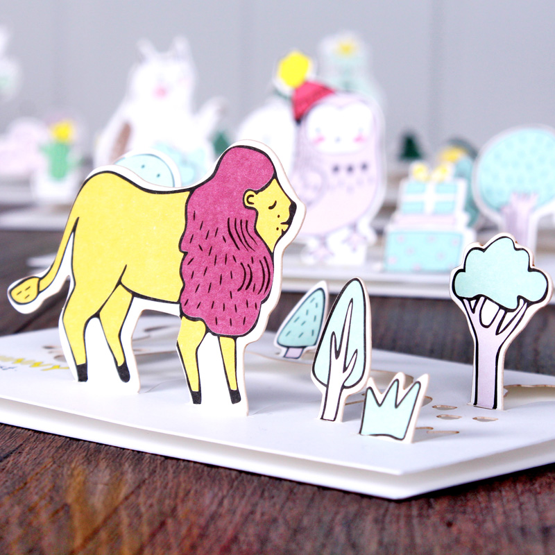 5 pcs forest animals cartoon 3D greeting card post... – Vicedeal