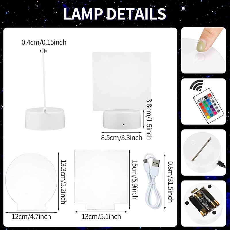 4Pack LED Light Lamp Base With Acrylic Panel Lamp ... – Grandado