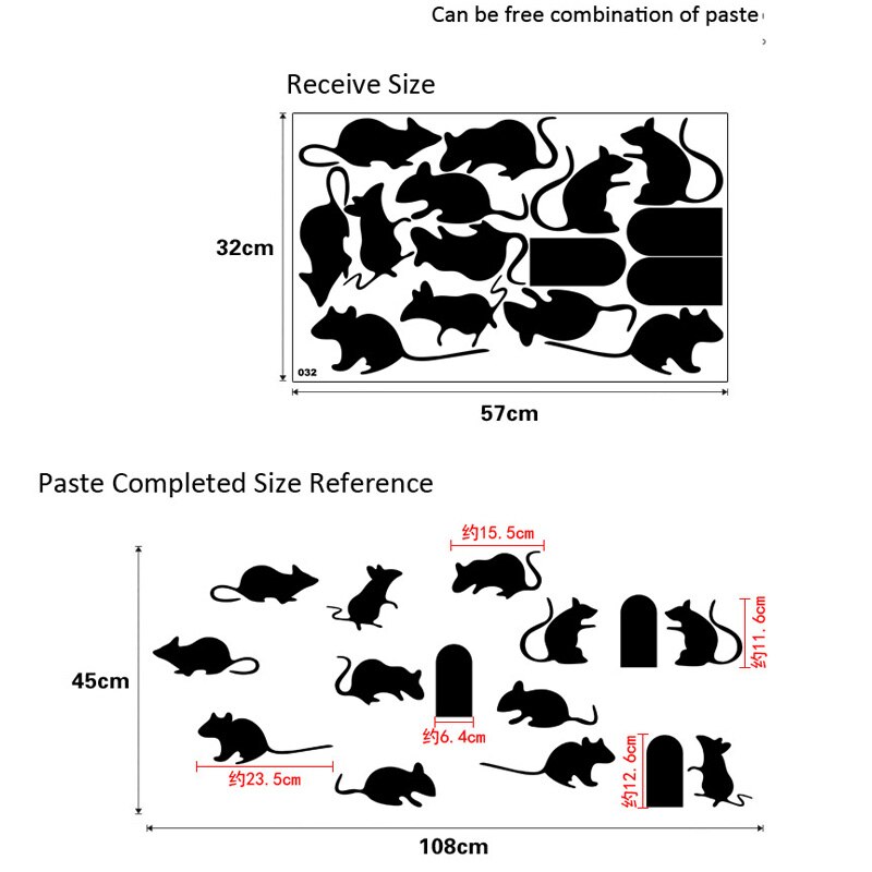 Cartoon Funny Mouse hole wall stickers Cute rat ho... – Grandado