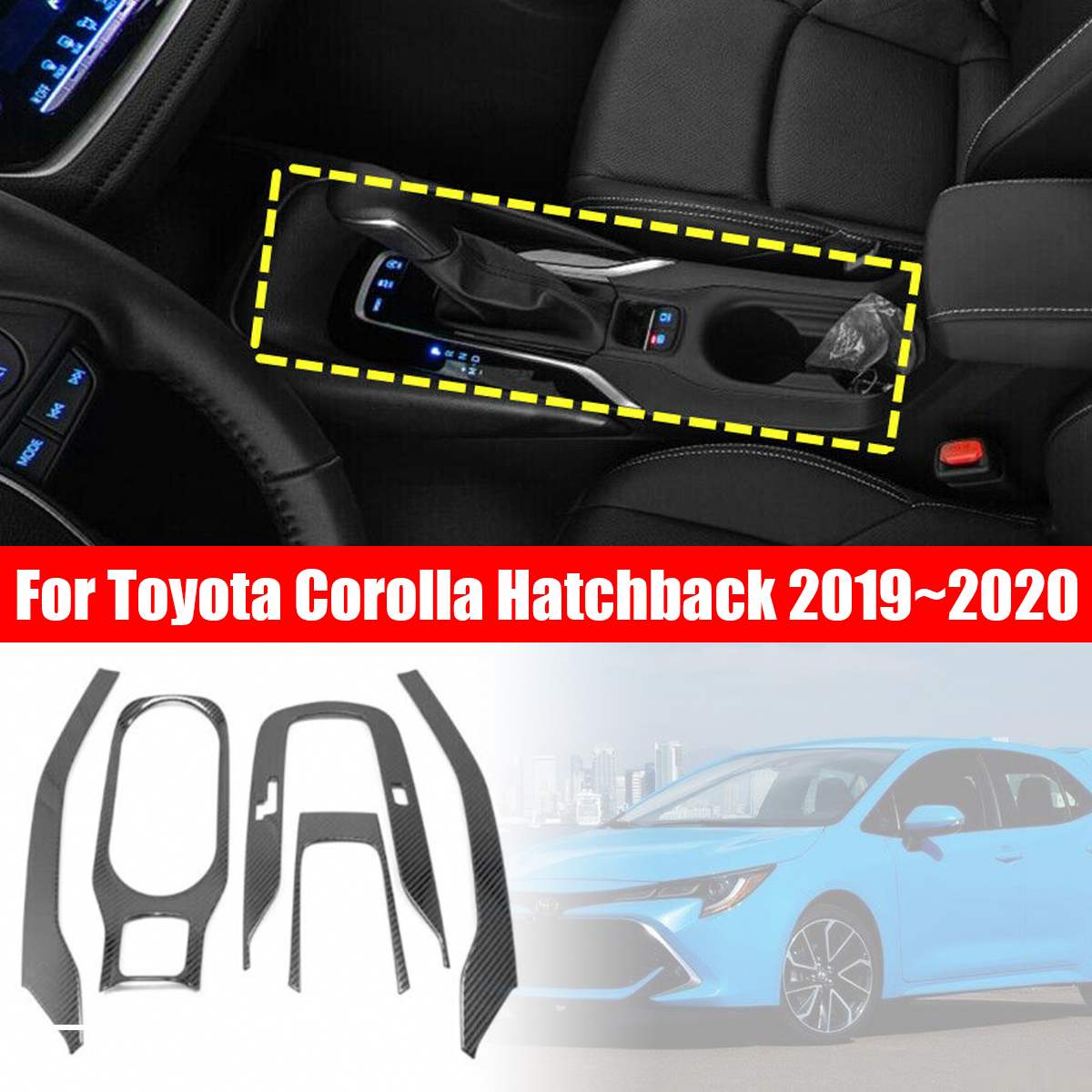 5 Pcs Carbon Fibre Style Interior Decoration Gear ... – Grandado