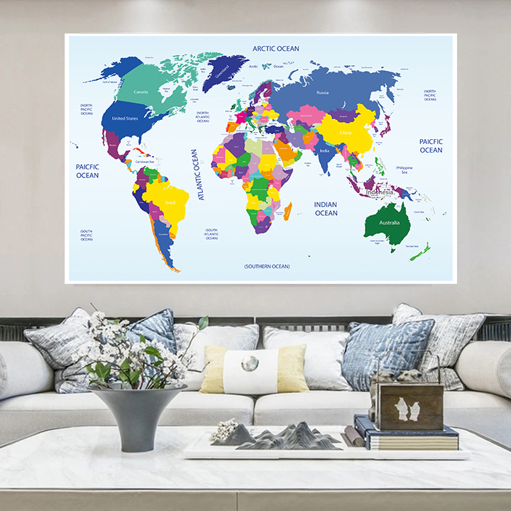 225*150 Cm The Map of The World Non-woven Canvas P... – Grandado