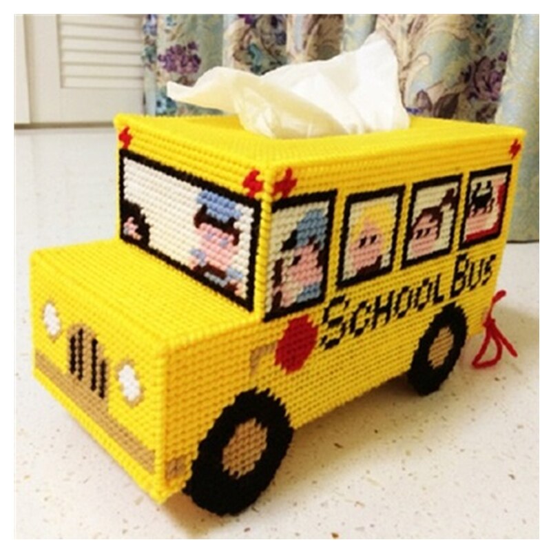 25x10x15cm Yellow School Bus, tissue box embroider... – Grandado