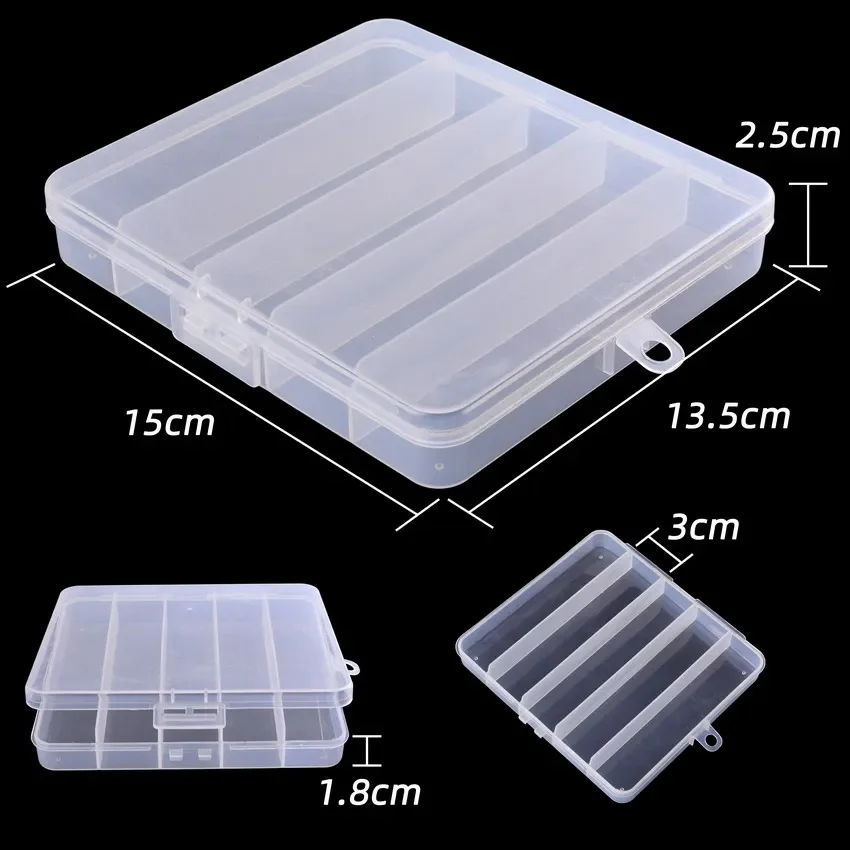 5 Compartments Fishing Tackle Box Plastic Waterpro... – Grandado