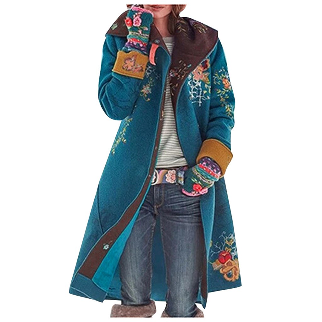 Women's Blends Coat Autumn Winter Loose-fit Flower... – Grandado