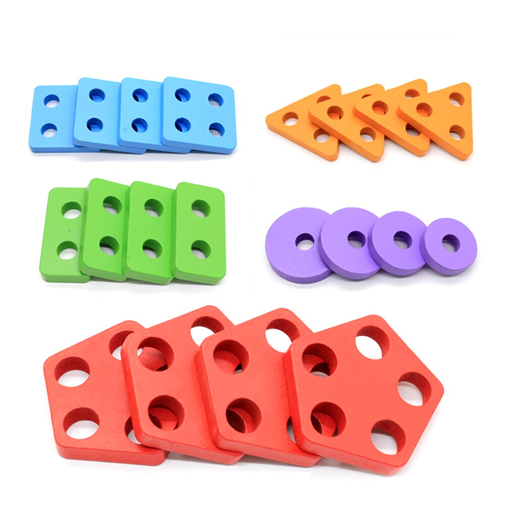 2 in 1 Wooden Shape Color Sorting Puzzles Socket F... – Grandado