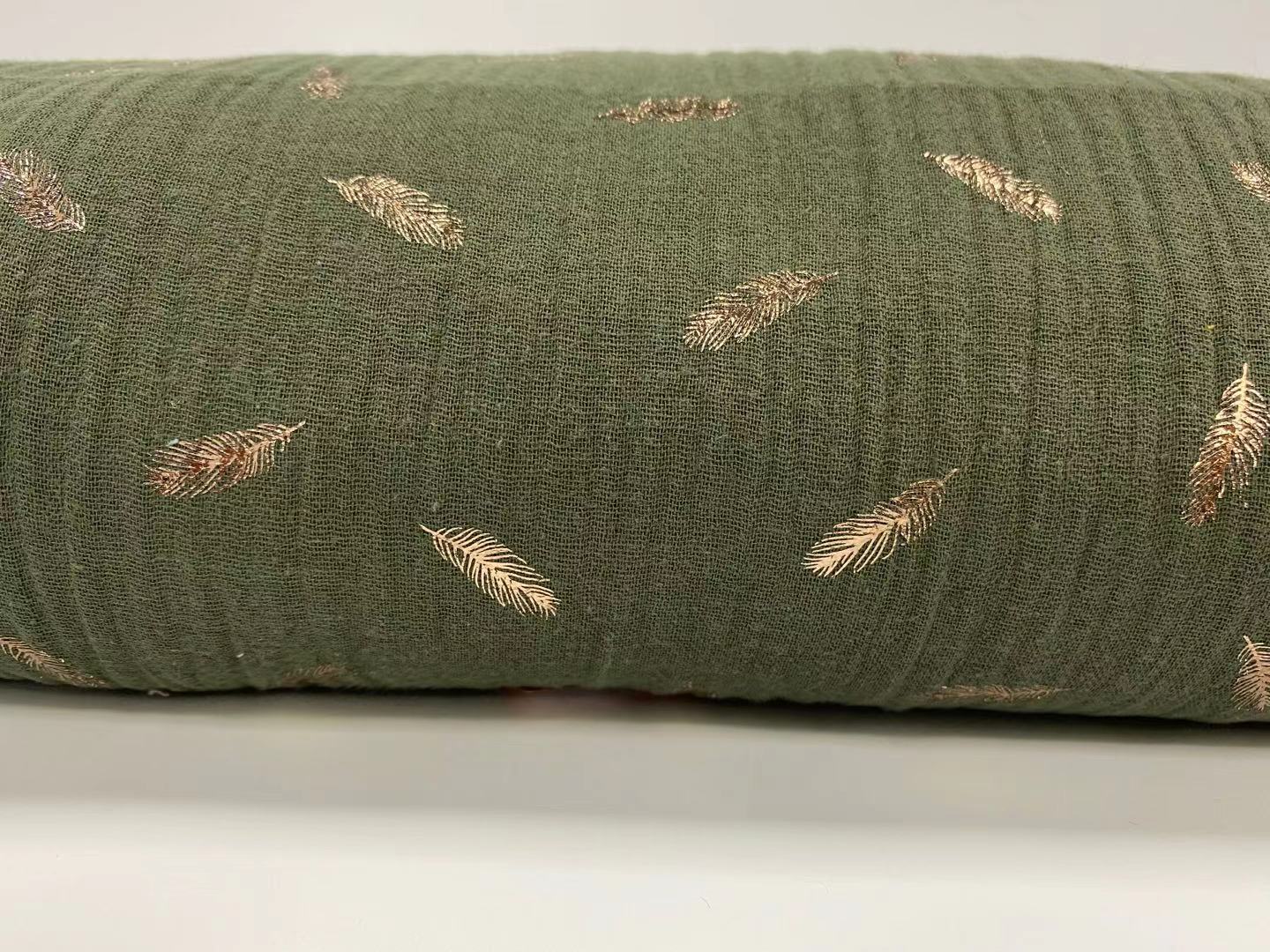 Double Cotton Gauze Muslin Feather Pattern Foil Fa... – Grandado