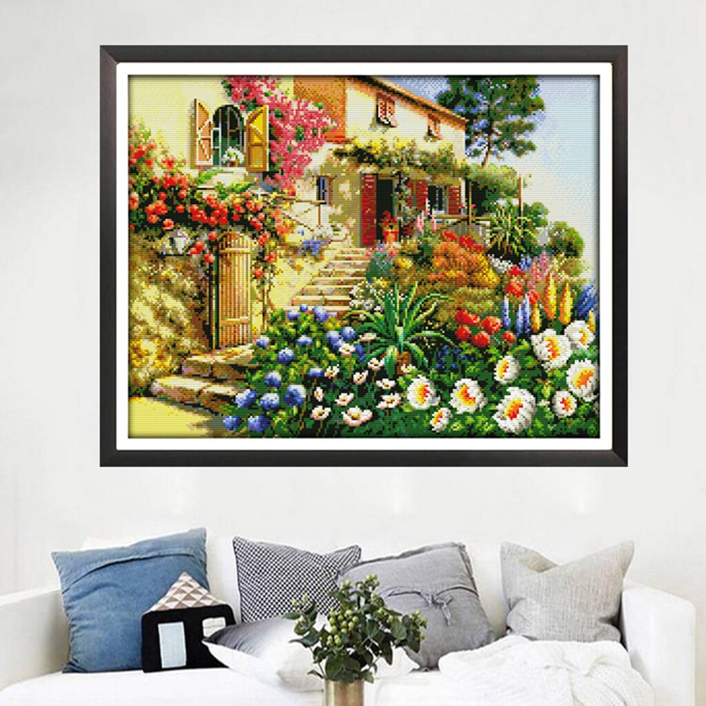 Cross Stitch Stamped Kits Pre-Printed Garden Cotta... – Vicedeal