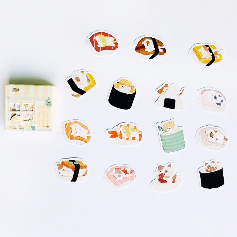 45 pcs /Pack Kawaii Cat Love Sushi Food Paper Deco... – Vicedeal