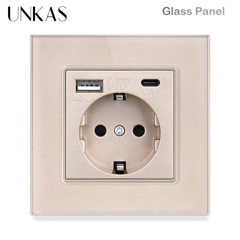 UNKAS 16A Type-C Port EU Standard Socket Black Whi... – Grandado