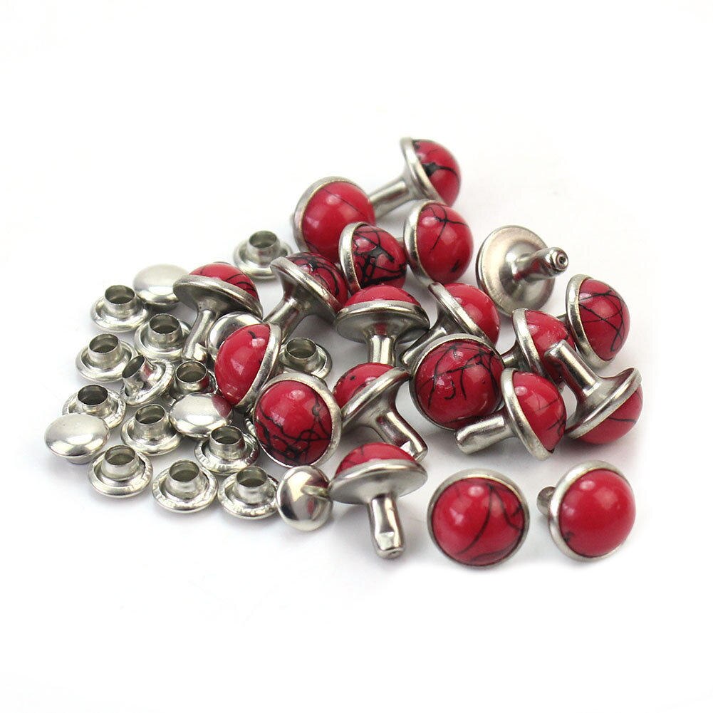 20Pcs Round Red Resin Stud Rivets Spike Punk DIY C... – Vicedeal