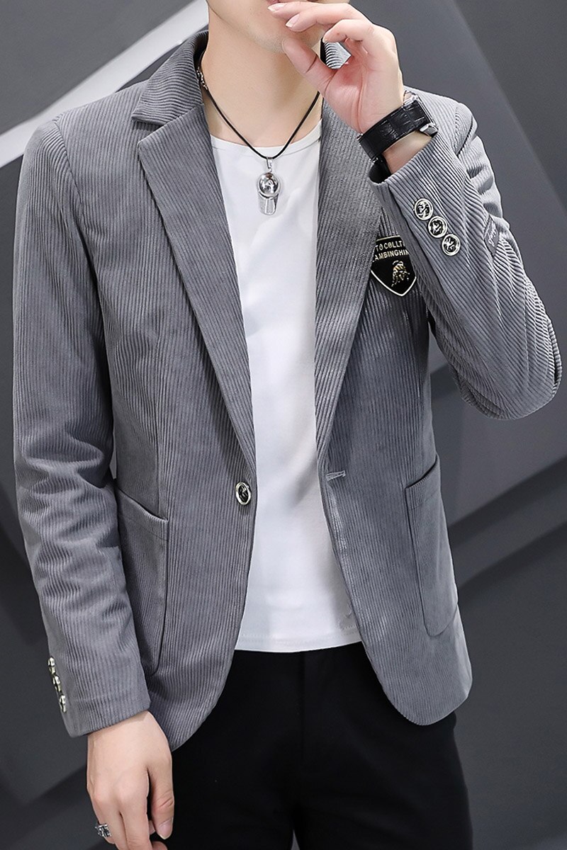 Korean Corduroy Striped Men Blazers Autumn Casual ... – Vicedeal