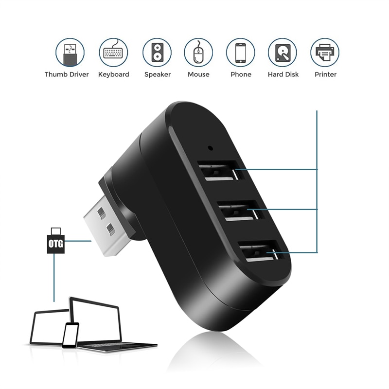 Usb Hub 4 Poorten Usb 3.0 Hubs Adapter Mini Rotere... – Grandado
