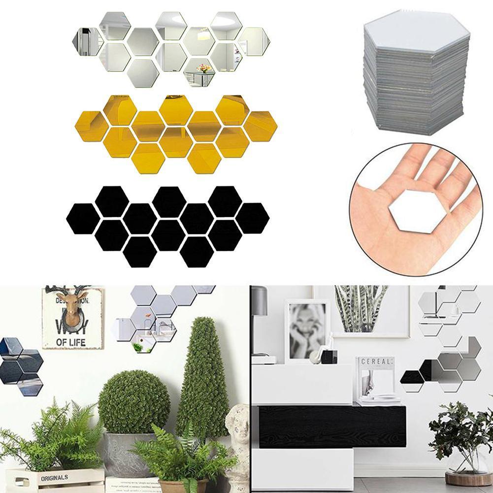 Hexagon Acrylic Mirror Wall Stickers Decorative Ti... – Grandado