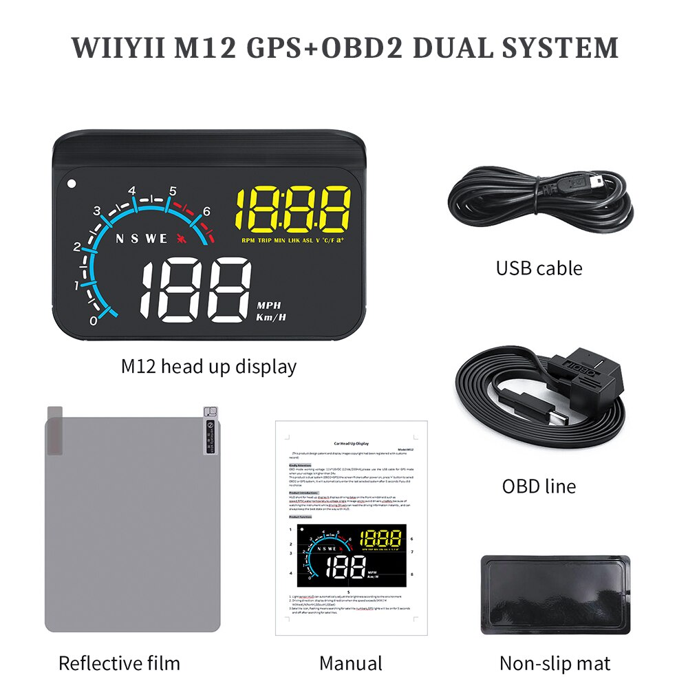 M12 Auto OBD2 Gps Hud Boordcomputer Auto Projector... – Vicedeal