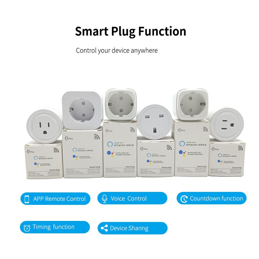 Smart Plug UK EU USA Multi Plug Tuya Smart Life AP... – Vicedeal