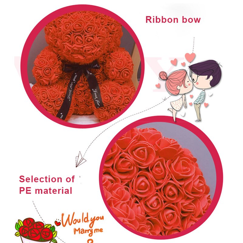 Artificial Rose Flower Bear Toy Women Girl Christm... – Grandado
