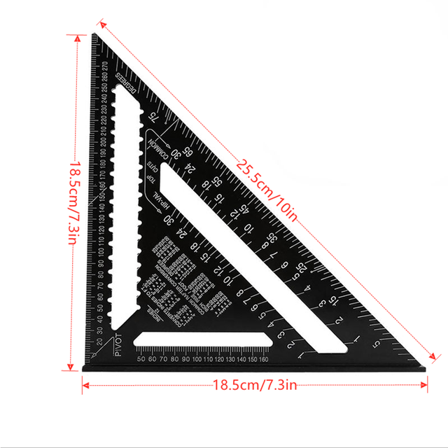 7/12 inch Metric Aluminum Alloy Triangle Angle Rul... – Vicedeal