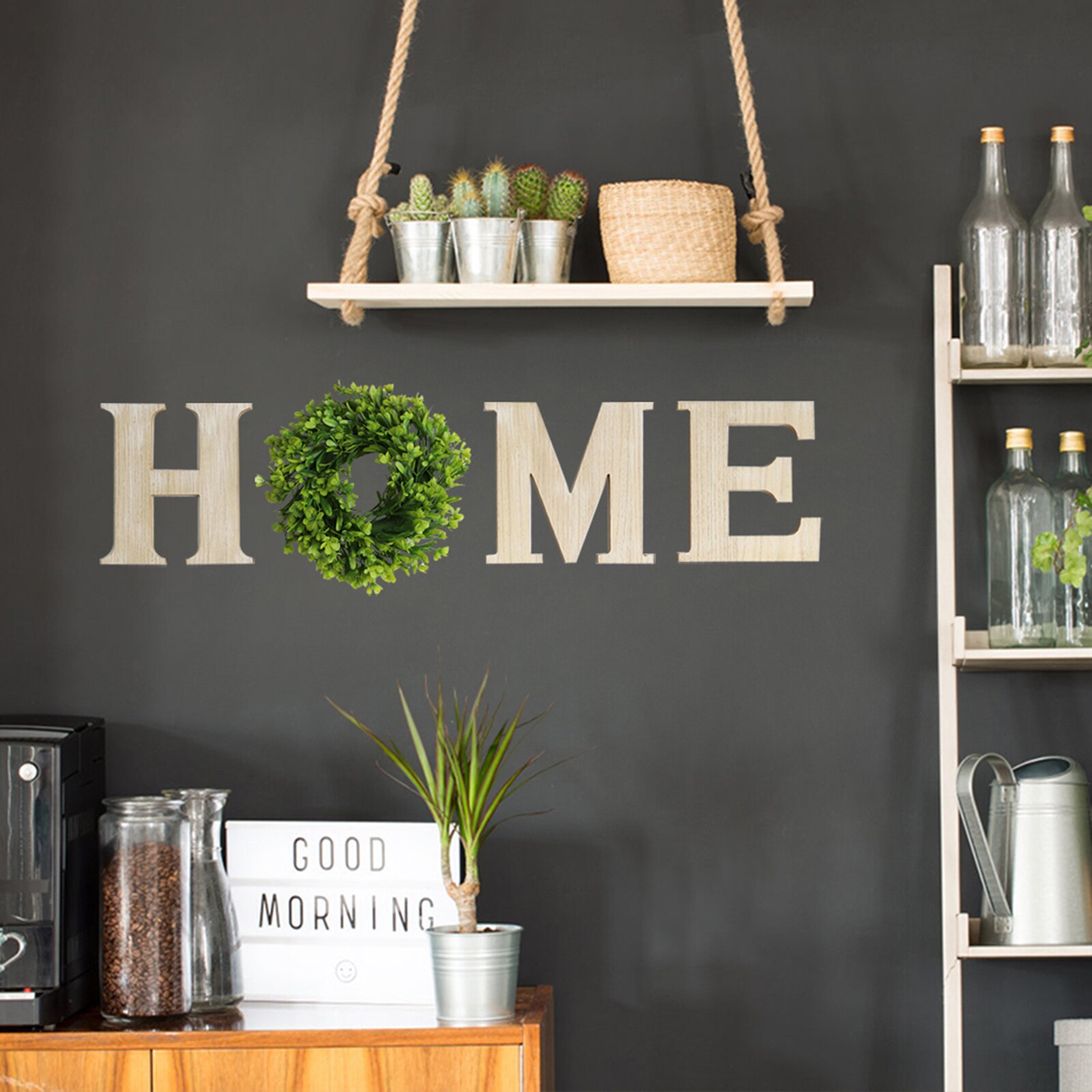 Wooden Domestic Use HOME Letters Wall-Mounted Deco... – Grandado
