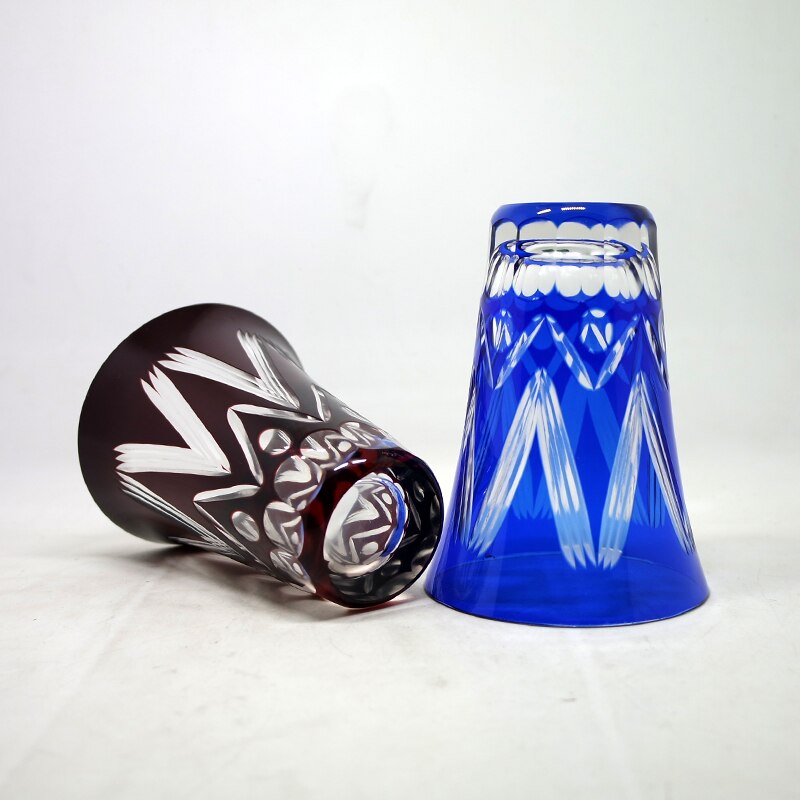 Popular Hand Cut Glass Cup Blue Wine Juice Glass C... – Grandado