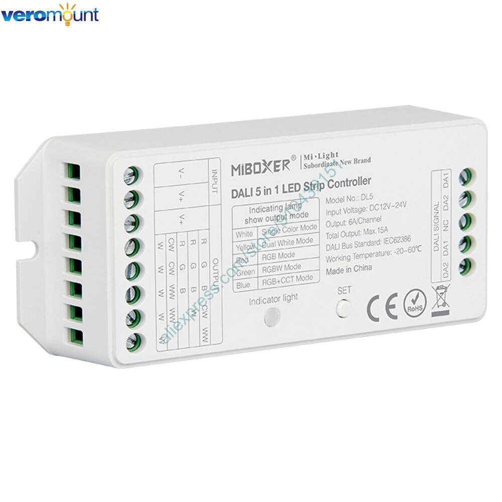 MiBoxer DL5 DALI 5 en 1 controlador de tira LED DC... – Grandado