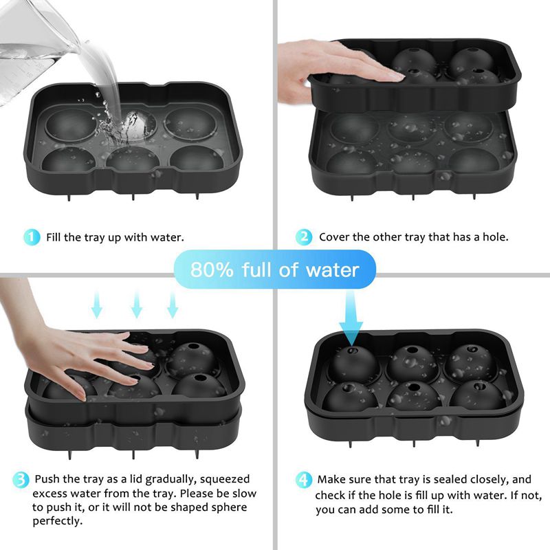 Ice Square Trays (Set of 2) Black Silicone 6 Giant... – Grandado