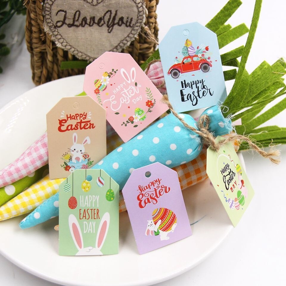 48pcs Easter Hanging Paper Tags Rabbit Printed wit... – Grandado