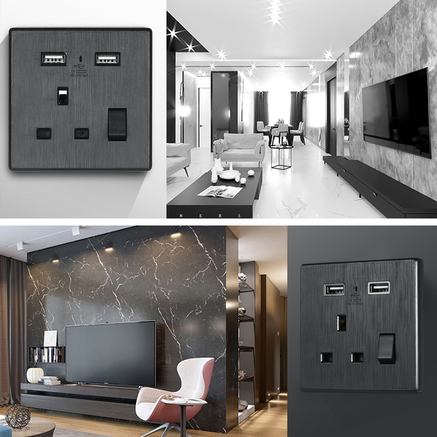 2.4A USB Wall Socket UK Plugs Dual USB Port Charge... – Grandado