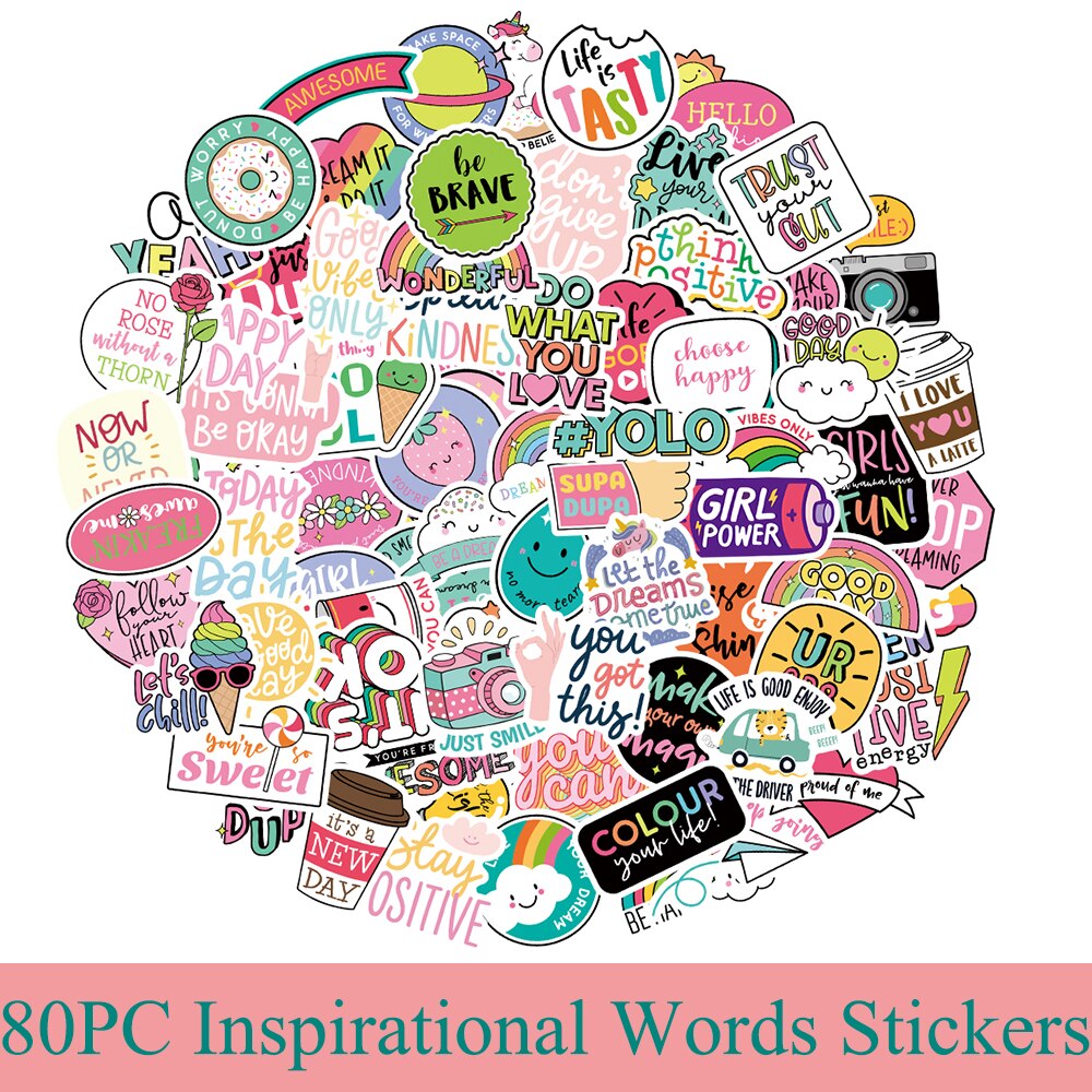 80Pcs Cute Inspirational Words Stickers for Kids T... – Grandado