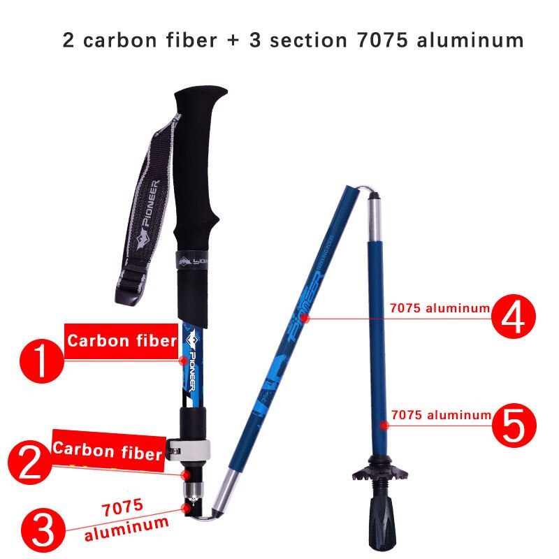 Hiking Walking Stick Carbon Fibers Light Carbon Al... – Grandado
