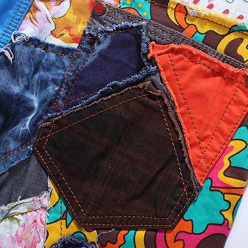 Mænds patchwork spliced ripped denim jeans mandlig... – Grandado