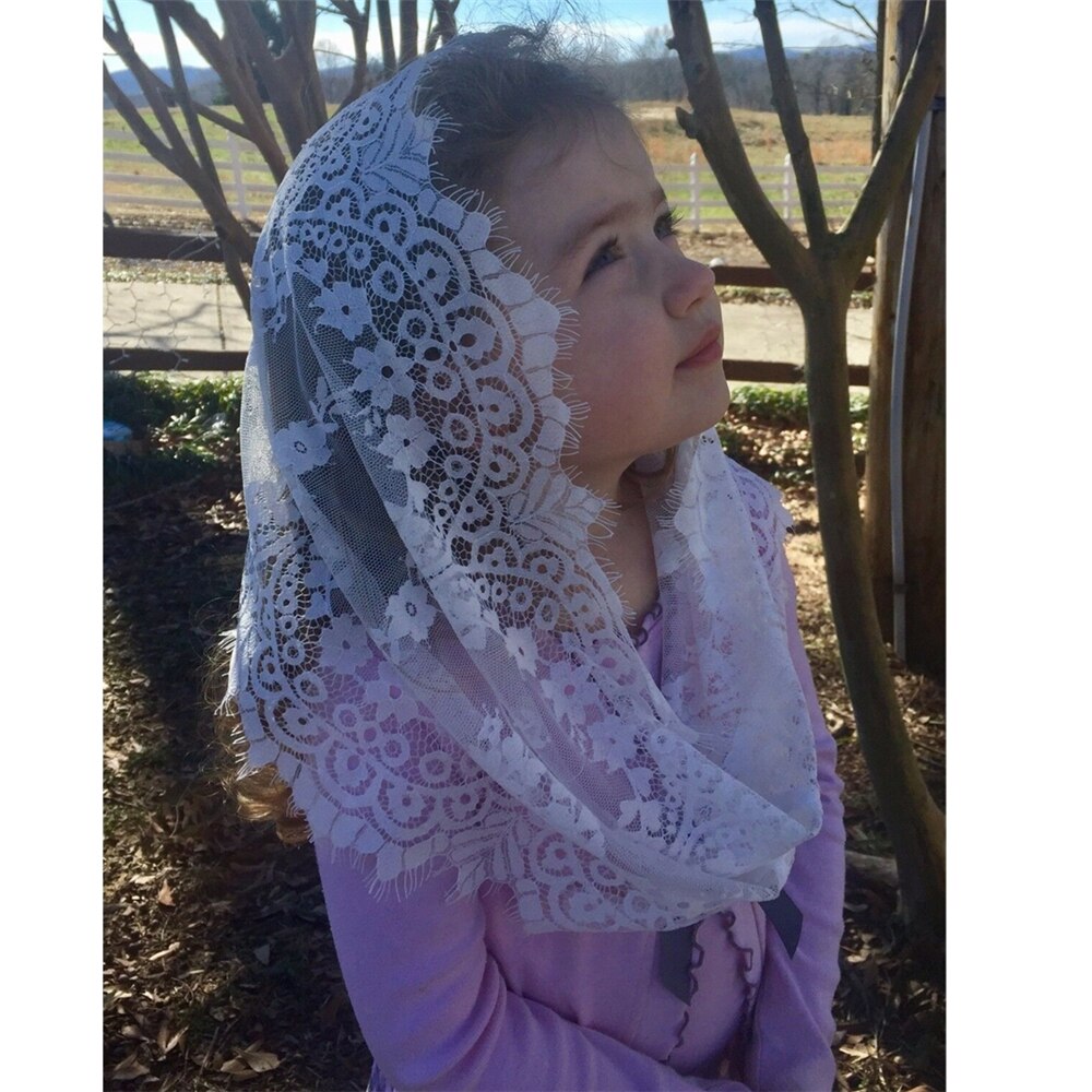 Velo de Mantilla de encaje de color marfil para ni... – Grandado