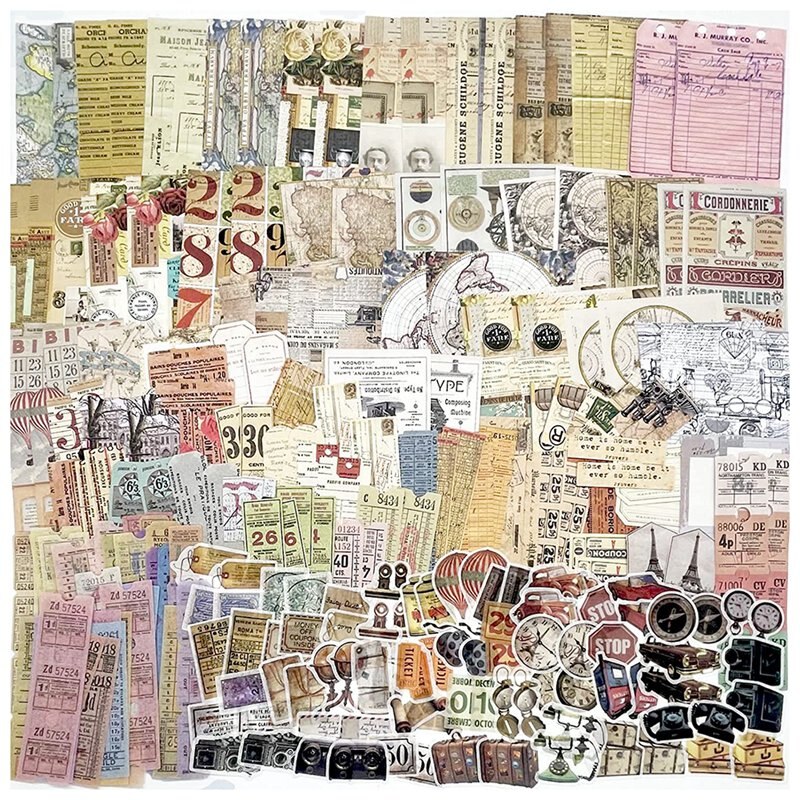240 Piece Vintage Diary Scrapbooking Supplies Pack... – Grandado