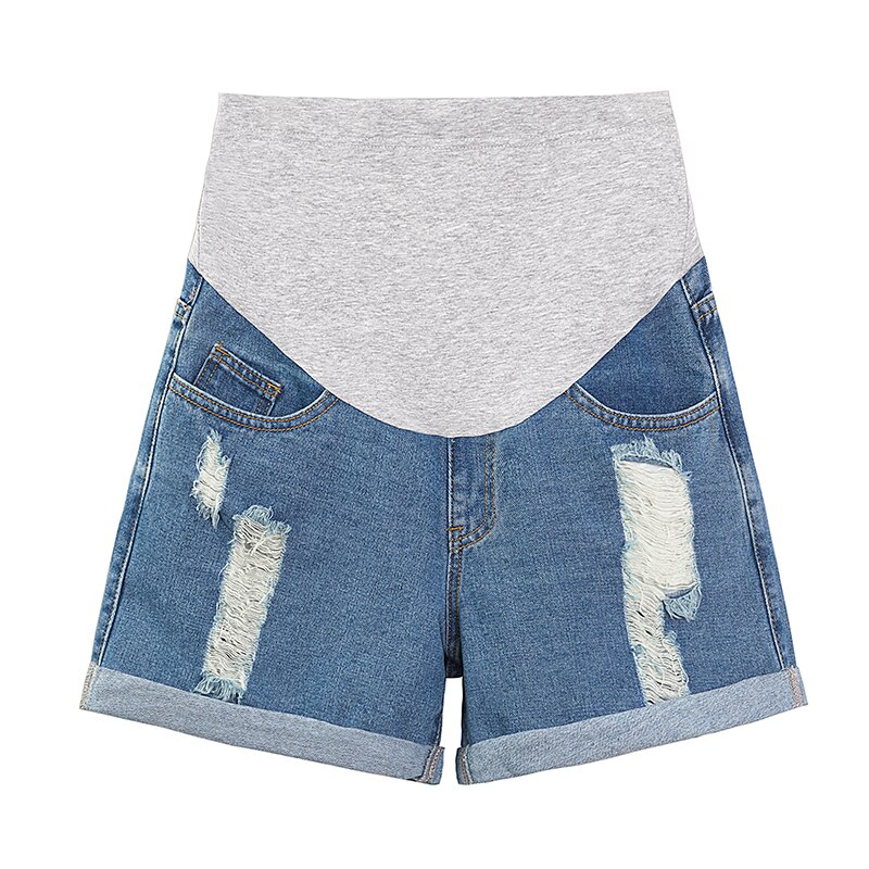 8816# Summer Casual Denim Maternity Shorts Elastic... – Grandado