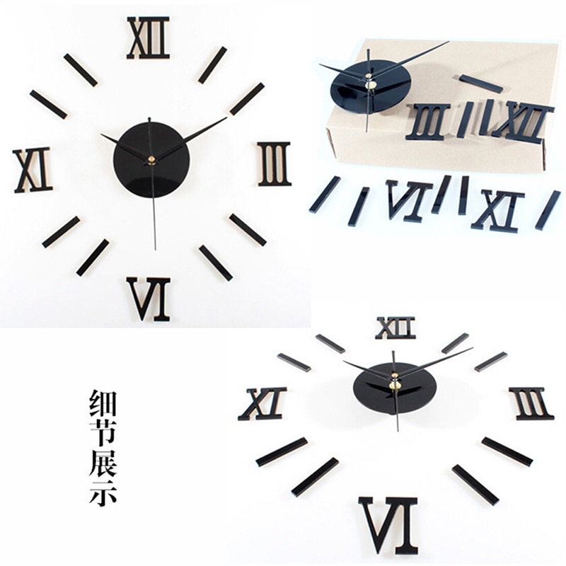 Roman Numerals Wall Sticker Clock 3D DIY Roman Num... – Grandado