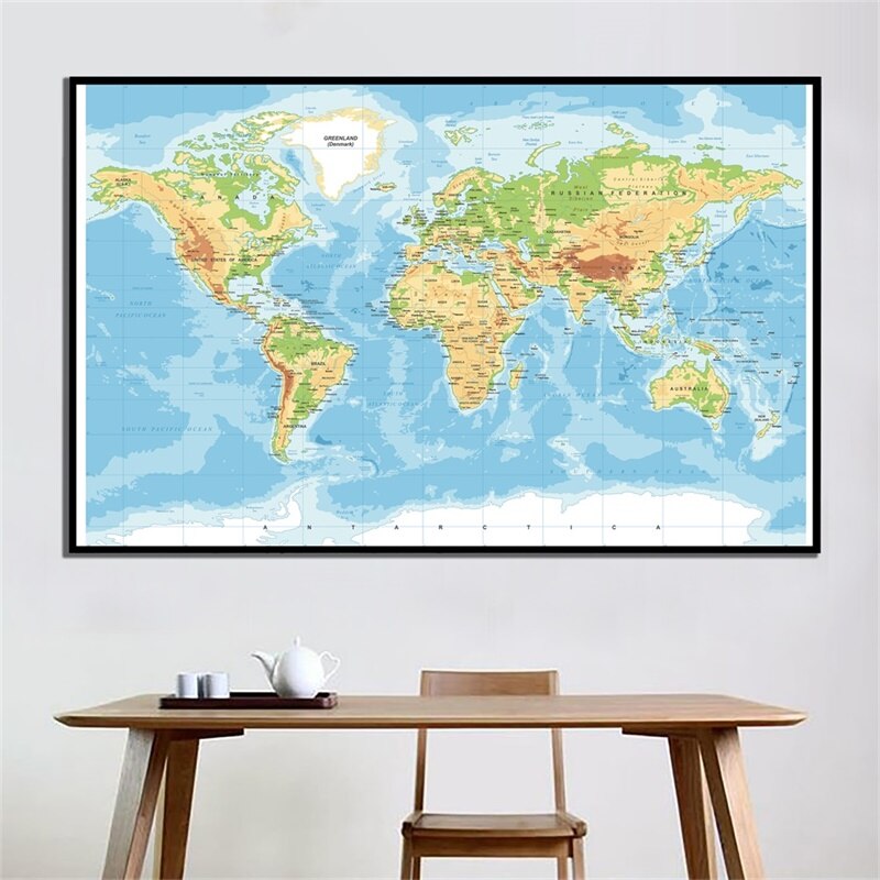 90*60cm The World Map Unframed Prints Non-woven Ca... – Grandado