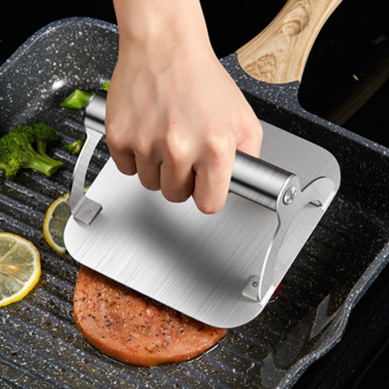 Kitchen Stainless Steel Steak Weight/Bacon Press w... – Grandado