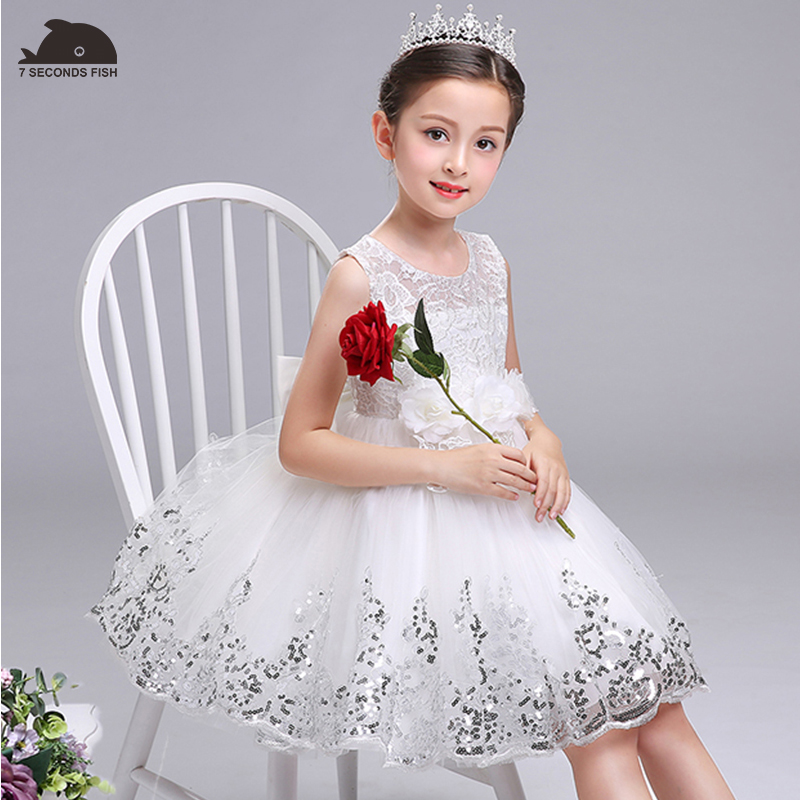 girl white princess dress for 3-14 years girl part... – Vicedeal