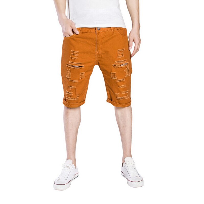 mode déchiré trou Denim Shorts hommes noir blanc m... – Grandado